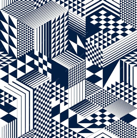 Premium Vector Geometric 3d Seamless Pattern With Cubes Rhombus And Triangles Boxes Blocks