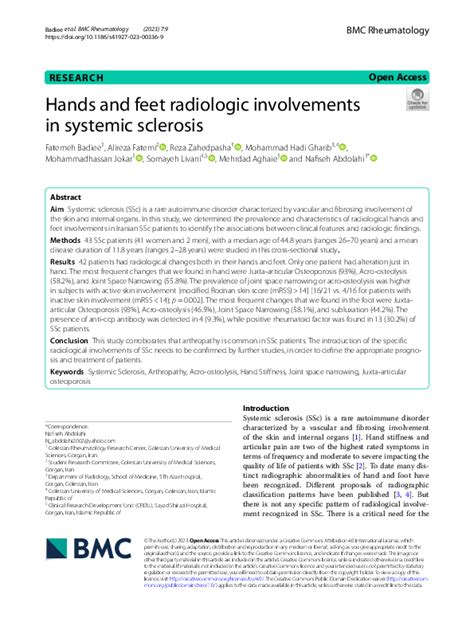 Pdf Hands And Feet Radiologic Involvements In Systemic Sclerosis