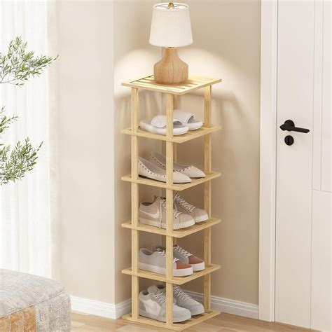 6 Tier Narrow Shoe Rack Small Vertical Shoe Stand Space Saving Diy Free Standing Shoes Storage