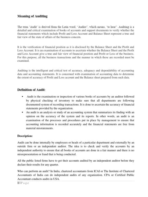 Chapter 1 Introduction To Audit Pdf Audit Expense