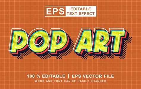 팝 아트 레트로 텍스트 효과 프리미엄 벡터