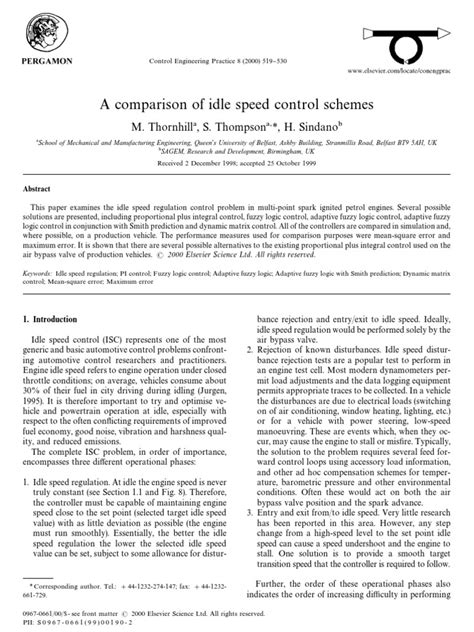 Idle Speed Comparison Pdf Fuzzy Logic Internal Combustion Engine