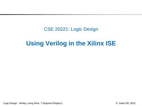 Pdf Using Verilog In The Xilinx Ise University Of Idaho Verilog In
