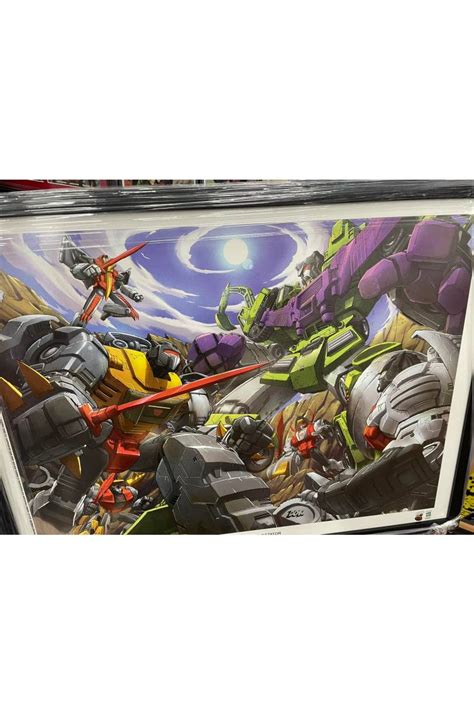 Transformers Dinobots Vs Devastator Lithograph With Cusotmised Frame And Non Reflective Glass
