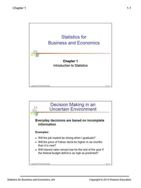 Chap 1 Statistics In Business Pdf Statistics Arithmetic Mean