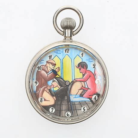 Pocket Watch Motif With Moving Erotic Scene Second Half Of The 20th