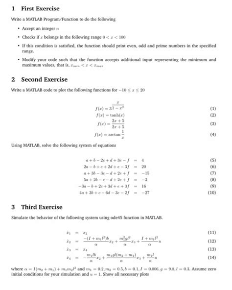 Solved 1 First Exercise Write A Matlab Programfunction To