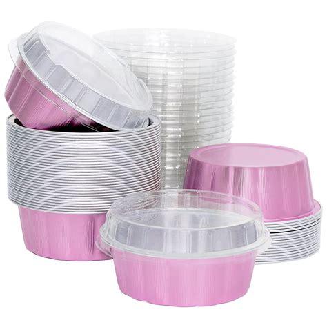 Wisehold 50 Pcs Extra Large Baking Cups With Lids 8oz Disposable
