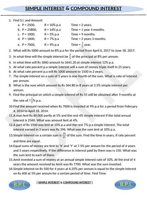 Simple Interest And Compound Interestclass 8th Pdf