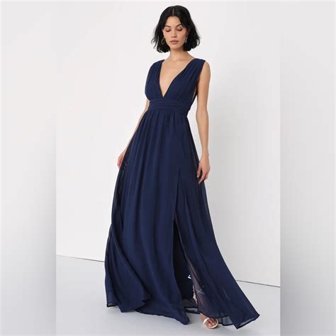 Lulus Heavenly Hues Navy Blue Maxi Dress Gem