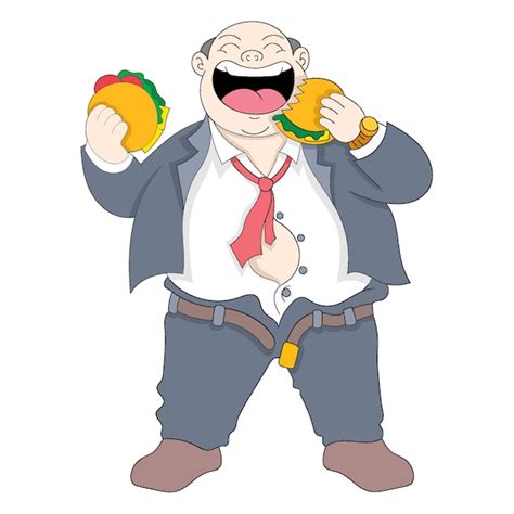 Big Boss Overweight Eats A Lot Of Belly Fat Premium Vector