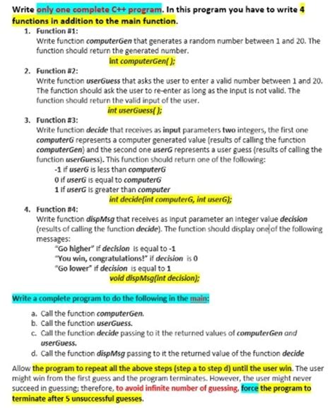 Solved Write Only One Complete C Program In This Program