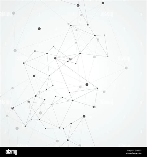 Connected Abstract Pattern With Dots On Overlapping Lines Vector Technology Background Stock