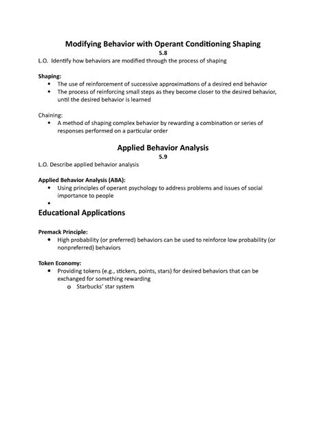 psy 121 chapter 5 modifying behavior with operant conditioning shaping
