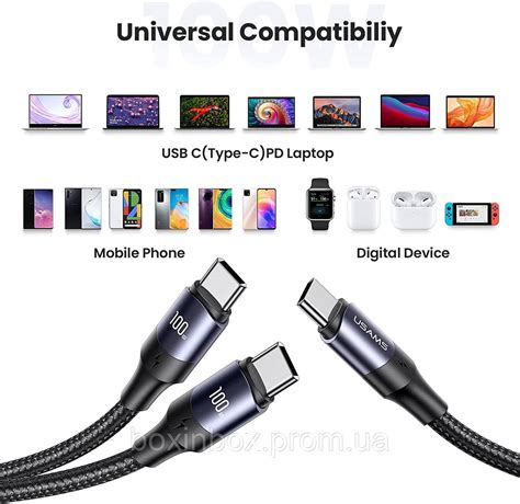 Кабель Usams 100 Вт Usb C для кількох зарядних кабелів Usb C для Usb C Cable 5a Pd Qc5 Pps Usb