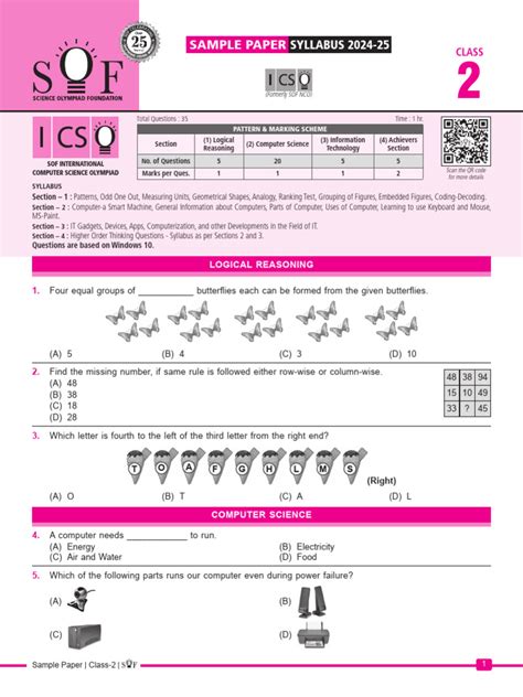 Icso Sample Paper Class 2 Pdf Bluetooth Computing