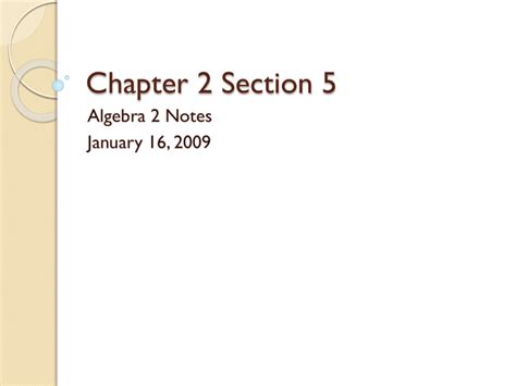 Chapter Section Algebra Notes January