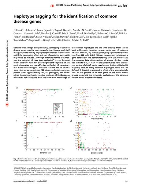 Pdf Haplotype Tagging For The Identification Of Common Disease Genes