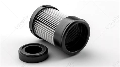 오일 여과 강화 흰색 배경에 필터 요소를 포함하는 3d 렌더링된 검정색 하우징 3d 요소 배경 요소 배경 자동차 산업