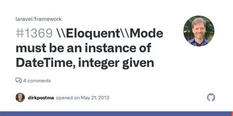 Eloquentmodelfromdatetime Must Be An Instance Of Datetime Integer Given · Issue 1369