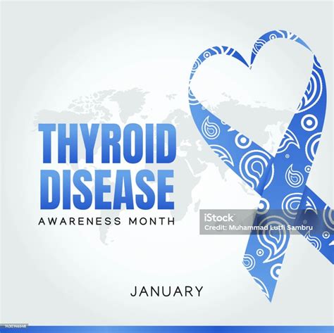 갑상선 질환 인식 달 벡터 일러스트레이션 인사말 카드 포스터 및 배너에 적합 1월에 대한 스톡 벡터 아트 및 기타 이미지 1월 갑상샘 갑상샘기능 항진증 Istock