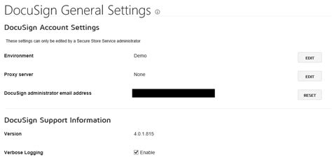 account settings docusign for sharepoint on premises