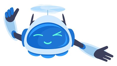 만화 윙크 공중 드론 로봇 쿼드콥터 마스코트 프로펠러가 있는 귀여운 현대 비행 드론 혁신 기술 드론은 흰색 배경에 평면 벡터 삽화를 격리했습니다 Multicopter에 대한