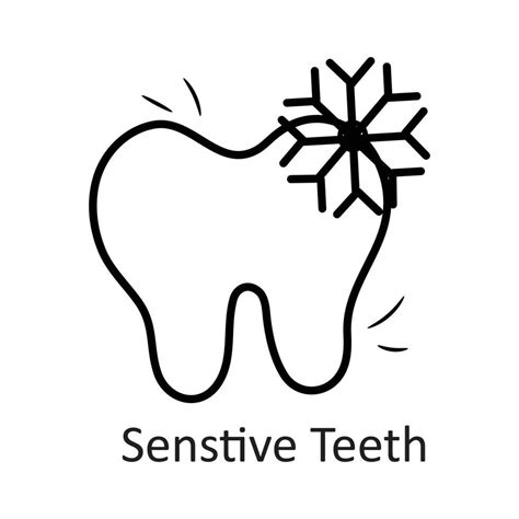 Sensitive Teeth Vector Outline Icon Design Illustration Dentist Symbol