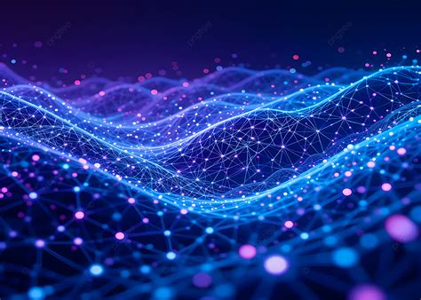 빛나는 블루 네트워크 입자 신경 데이터 시각화 공상 과학 개념을 가진 추상 디지털 파 추상 디지털 파도 빛나는 네트워크 입자 흐름 배경 일러스트 및 사진 무료 다운로드