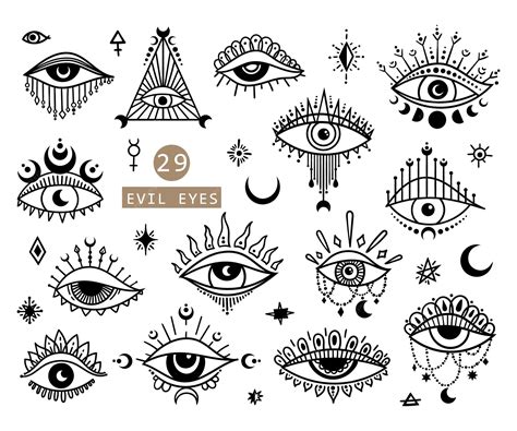 Premium Vector Mystical Evil Eye And Moon Phases Clip Art Bundle