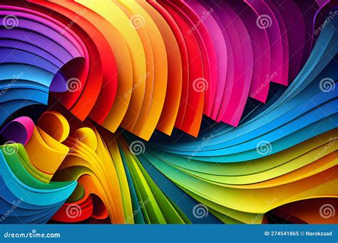 Colourful Abstract Background With Curved Lines Ai Generative Stock Illustration Illustration