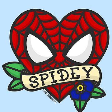 Tattoo Style Spidey Heart Spiderman Art Board Print For Sale By