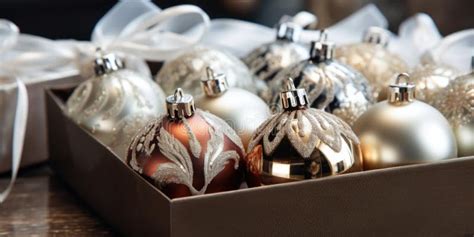 Mercury Glass Christmas Tree Toys In A T Box Stock Illustration