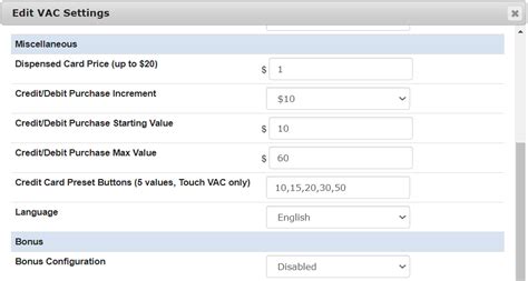 configuring settings in the value add center