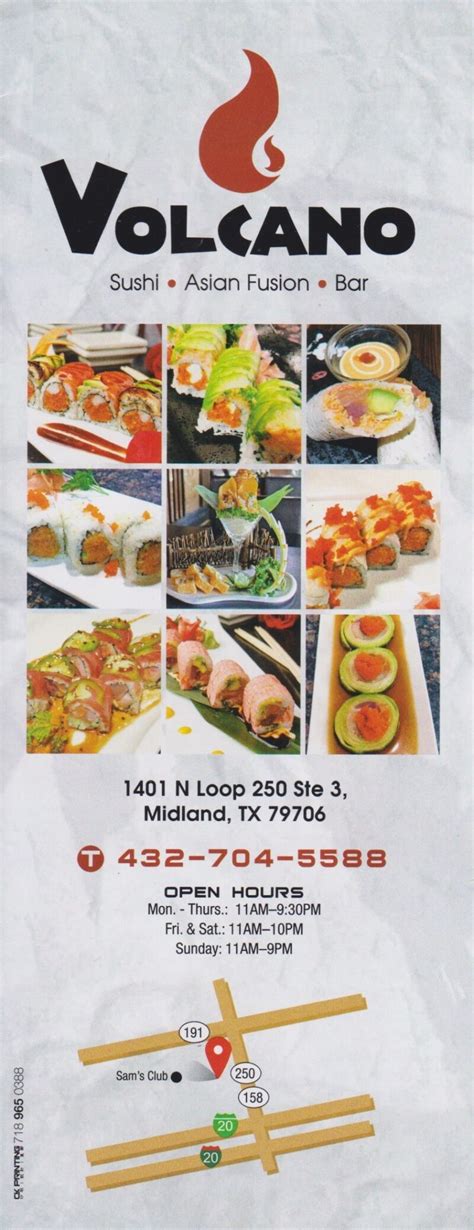Volcano Sushi And Asian Fusion Midland Menu Midland Menus