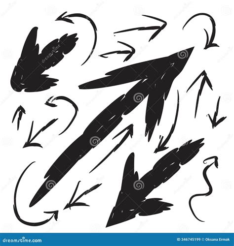 Sketchy Arrow Set Doodle Arrows Hand Drawn Direction Marks Stock Illustration Illustration
