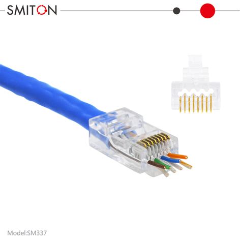 Through Hole 2 Raws Rj45 Cat6 Pass Through Connector Cat6a Rj45 Pass Through Connector And