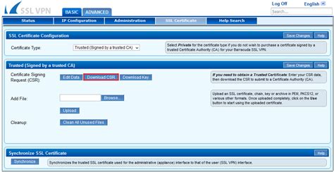 Barracuda SSL VPN CSR Creation DigiCert