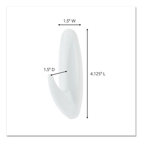 Command™ Large Utility Hooks Plastic White Supports 5 Lb 4pack