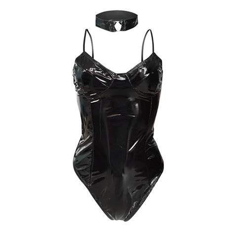 에나멜가죽 초커세트 바디수트 바디프로필 섹시 무대 점프슈트 에이블리