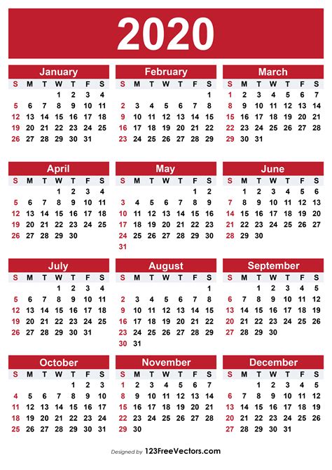 Free Printable 2020 Calendar With Week Numbers