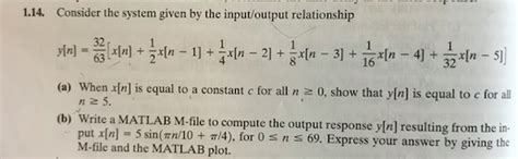 Solved Consider The System Given By The Inputoutput