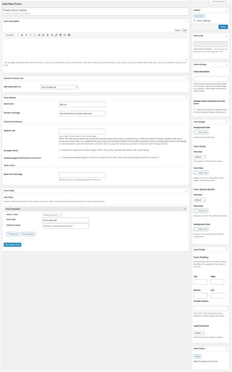 constant contact forms wordpress plugin
