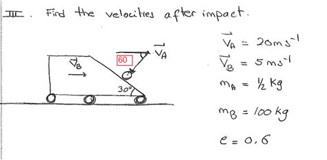 Solved Iii Find The Velocities After Impact Va20 Ms−1vb5