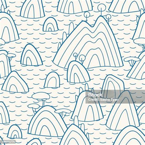 가로 패턴입니다 언덕 나무 필드와 봉우리벡터 원활한 패턴 풍경과 배경 그림입니다 0명에 대한 스톡 벡터 아트 및 기타 이미지 0명 국가 지리적 지역 극단 지형