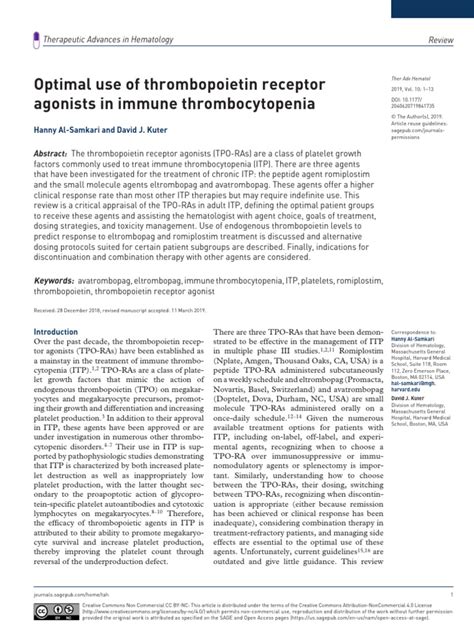 Itp Treatment Pdf Thrombosis Platelet