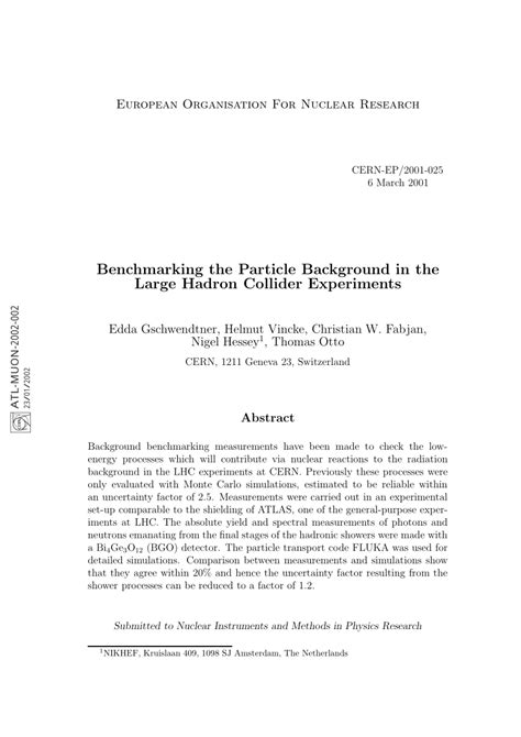 PDF Benchmarking The Particle Background In The Large Hadron Collider Experiments