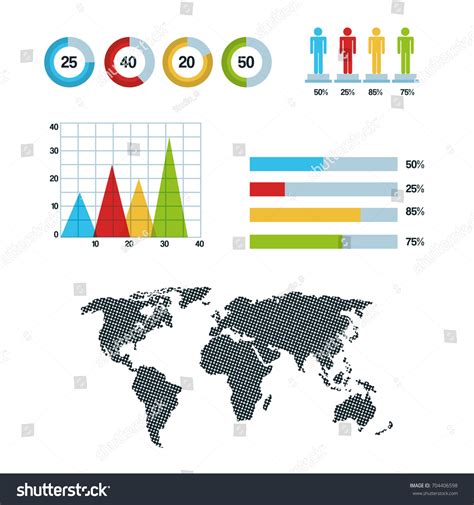 World Map Infographic Pie Chart Graph Stock Vector Royalty Free