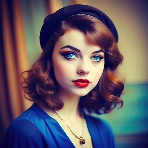 Premium Ai Image Beautiful Girl In Retro Style Premium Ai Image Beautiful Girl In Retro Style
