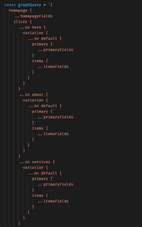 fetch rest of the slices in graph query developing with prismic